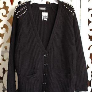[grzxy6600162]european Punk Style Rivet Pure Color Cardigan on Luulla