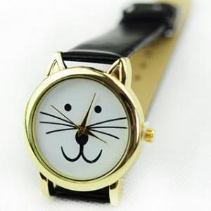 Cute Adorable Cartoon Cat Face Wristwatch Watch [grzxy61500023] on Luulla