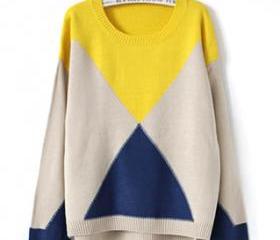 [grzxy6600158]european Style Triangle Mixing Color Sweater on Luulla