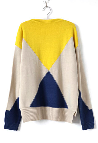 [grzxy6600158]european Style Triangle Mixing Color Sweater on Luulla