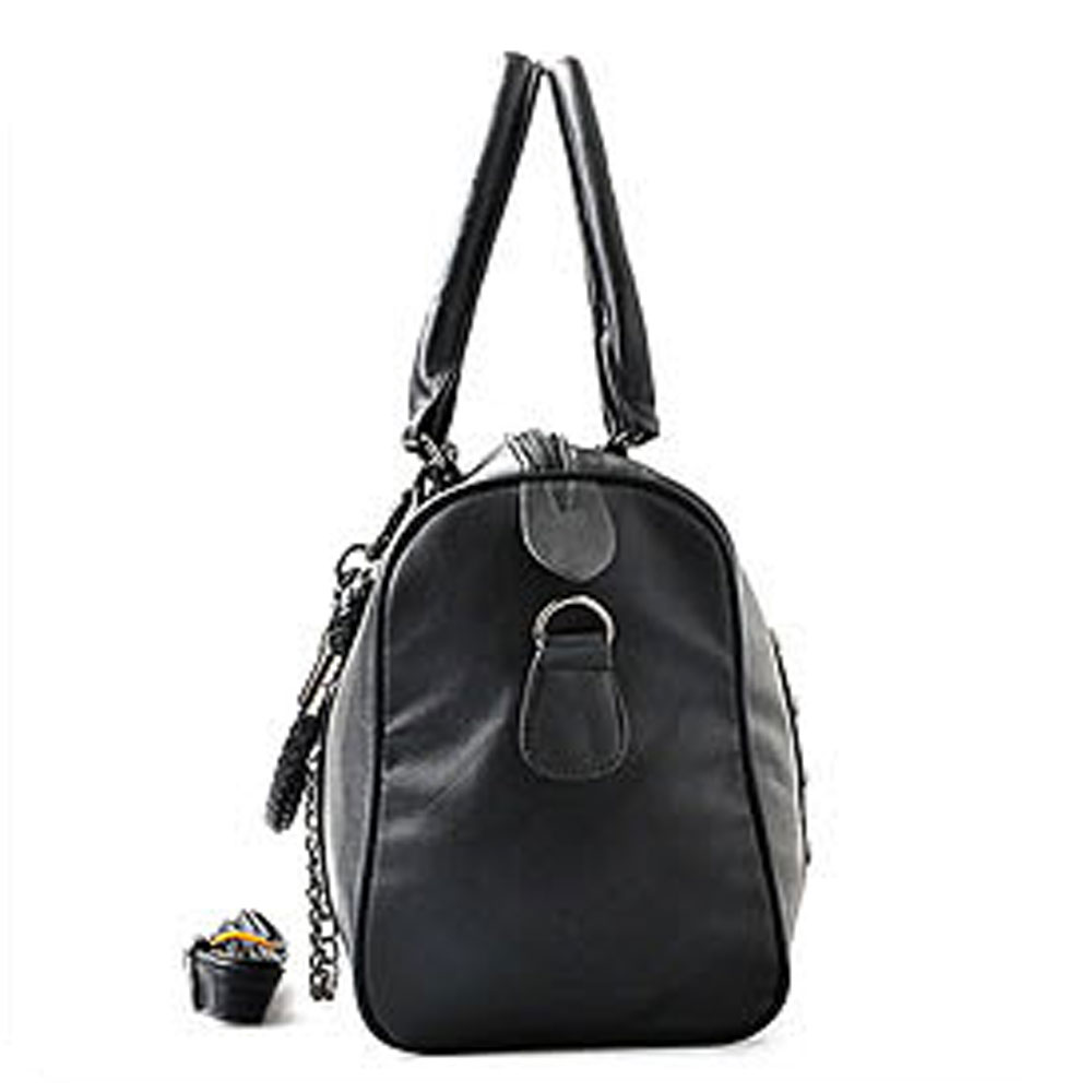 Unisex Black Chain Rivets Purse Handbag Duffle Shoulder Bag ...