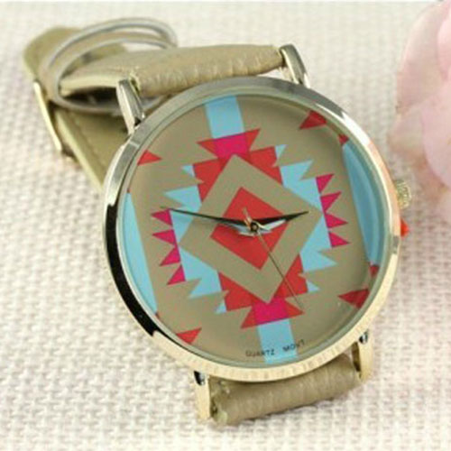 Contrast Color Geometric Pattern Quartz Watch Women Wristwatch ...