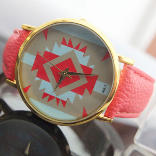 Contrast Color Geometric Pattern Quartz Watch Women Wristwatch ...