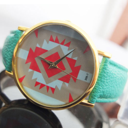 Contrast Color Geometric Pattern Quartz Watch Women Wristwatch ...