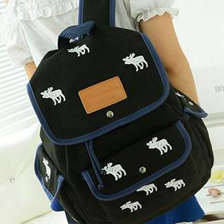 [grzxy6200056]cute Sweet Leisure Deer Print Canvas Backpack on Luulla