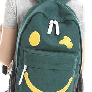 [grzxy6200065]leisure Smile Print Canvas Backpack on Luulla