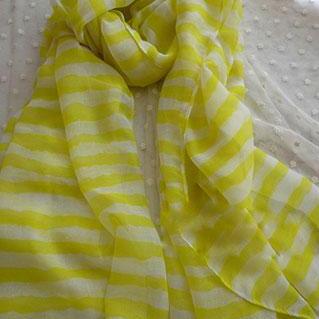 [grzxy6600239]european Style Fluorescent Yellow Stripe Print Scarf on ...
