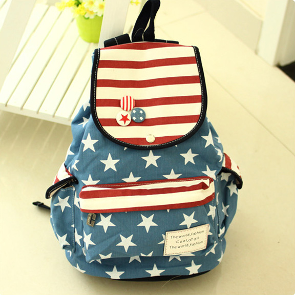 [grzxy6200014]cute Sweet Retro American Flag Strip Star Backpack on Luulla