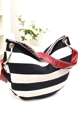 [grzxy6200062]retro Navy Style Stripe Print Canvas Handbag Crossbody ...