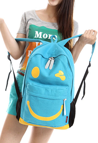 [grzxy6200065]leisure Smile Print Canvas Backpack on Luulla