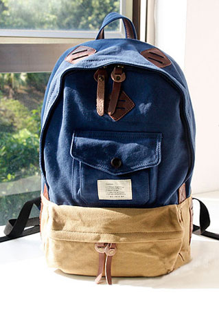 [grzxy6200072]british Style Mixing Color Canvas Backpack For Lovers on ...