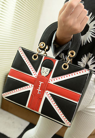 [grzxy62000204]retro Prince Union Jack Print Contract Color Handbag on ...