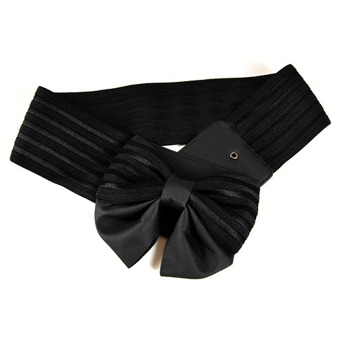 Elasticated Sweet Black Wide Big Bow Belt Waistband [grzxy6240002] on ...