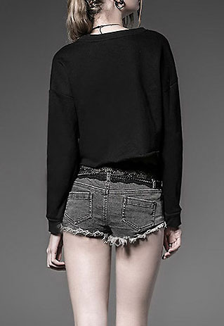 Ripped Black Lace Waistband Denim Cutoffs Mini Shorts [grzxy6601431] on ...