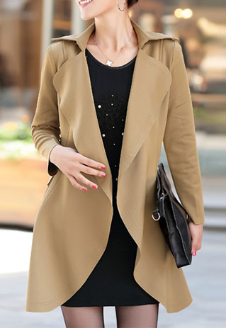 Asym Hem Notched Lapel Belted Open Front Coat Jacket [grzxy6601446] on ...