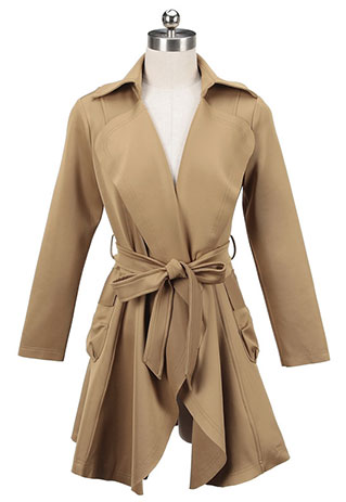 Asym Hem Notched Lapel Belted Open Front Coat Jacket [grzxy6601446] on ...